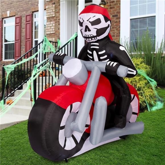 Holiday | 6 Ft Halloween Inflatables Motorcycle Outdoor Decorations ...